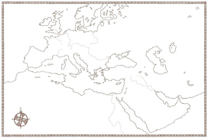 Ancient and Medieval Map - Large Foldable Blank (24" x 36")