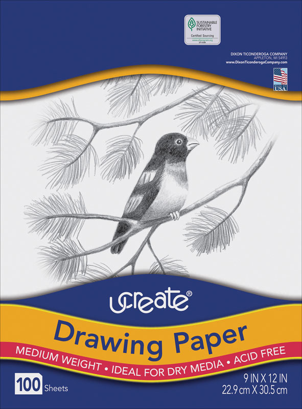 uCreate Medium Weight Drawing Paper 9" x 12" - 100 Sheets