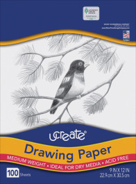 uCreate Medium Weight Drawing Paper 9 x 12 - 100 Sheets