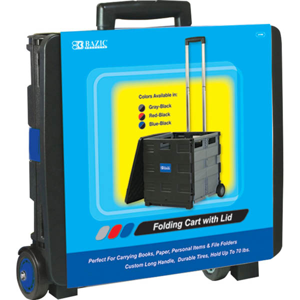 Blue Folding Cart on Wheels with Lid Cover (16"x18"x15")