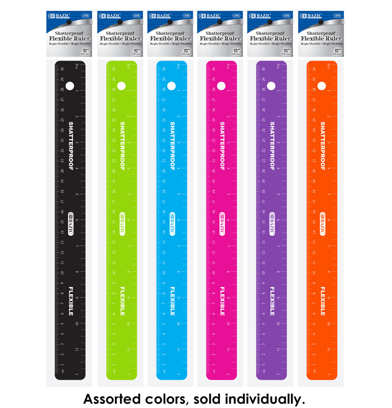 Shatterproof Flexible Ruler 12" (assorted colors)