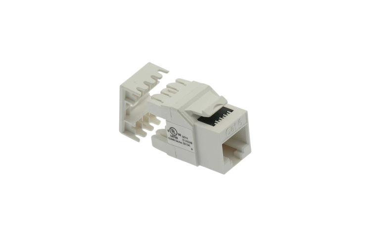 Cat6 RJ45 110 Type 180° Keystone Jack | White | UL Listed | T568A/B