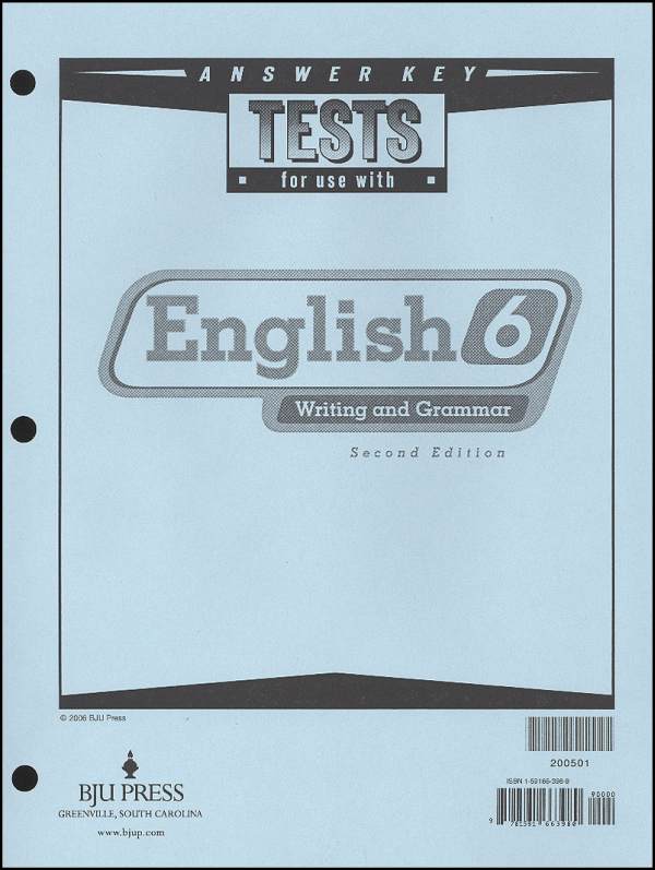 English 6 Testpack Answer Key, Second Edition