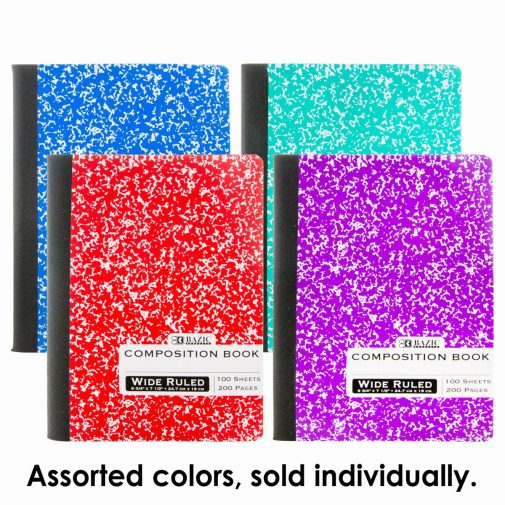 Wide Ruled Marble Composition Book - Assorted Colors (100 sheets)