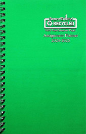 Student Assignment Planner Green Vinyl August 2025 - August 2026