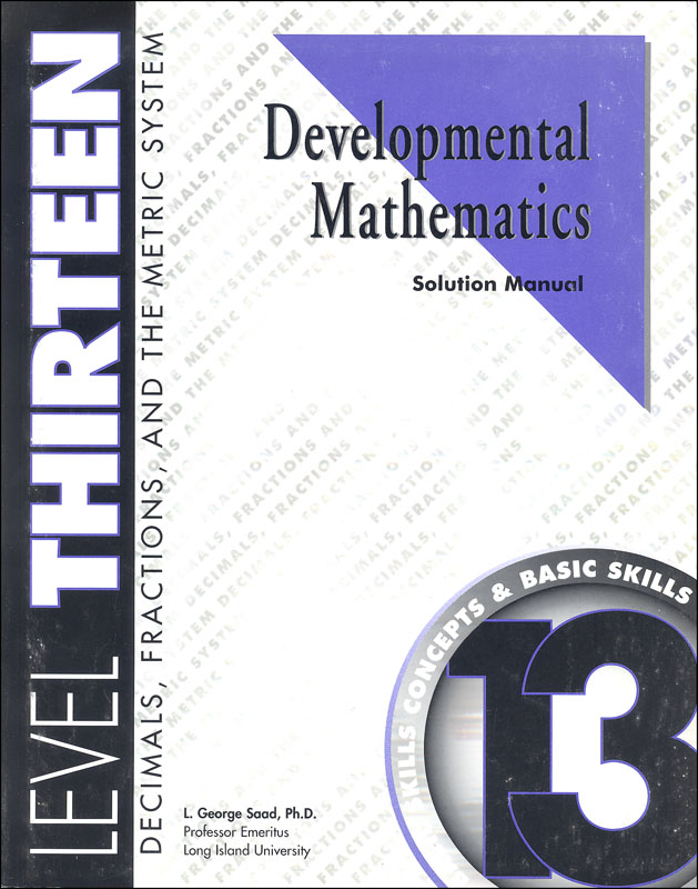 Developmental Math Level 13 Solution Manual