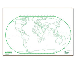 World Map Dbl Sided Dry Erase Board 11 x 16
