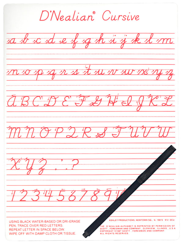 D'Nealian Cursive Write-on/Wipe-off Board