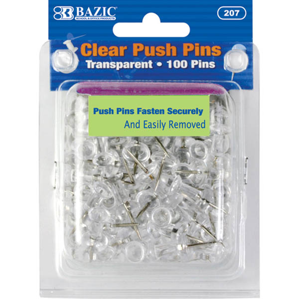 Push Pins (100-Pack) - Transparent/Clear