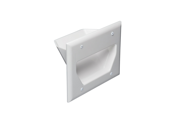 Wall Plates | 3-Gang Recessed Low Voltage Cable Plate | White