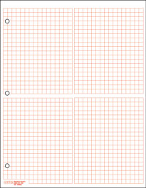 Graph Paper, 4 Quadrant 1/4 Squares (100 sheet pack) - Red