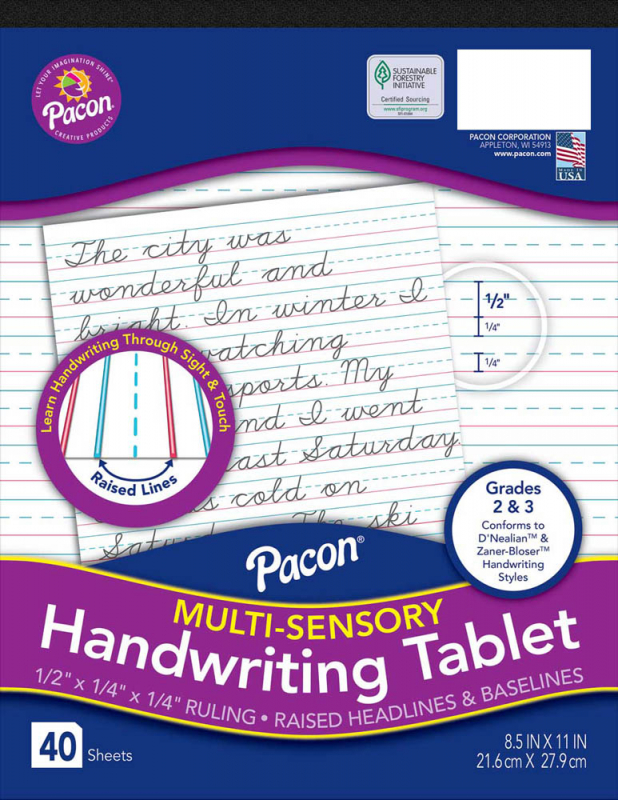 Multi-Sensory Raised Ruled Paper - 8.5 x 11 (40 sheets)