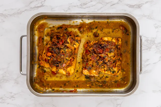 Persian Salmon in Spicy Tamarind Coriander Sauce with Green Bean ...