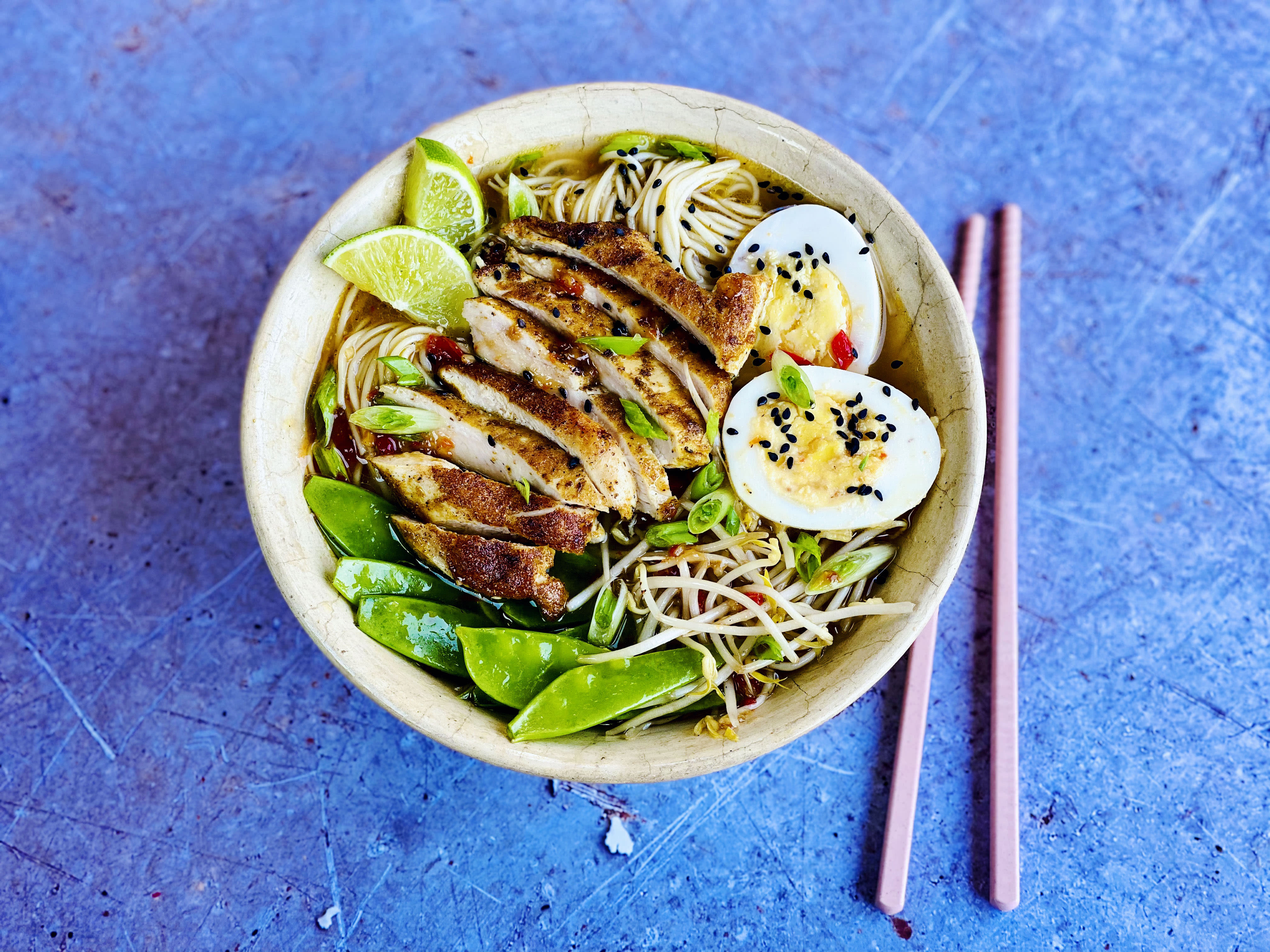 Miso Chicken Ramen with Egg and Snow Peas | Hello Chef!