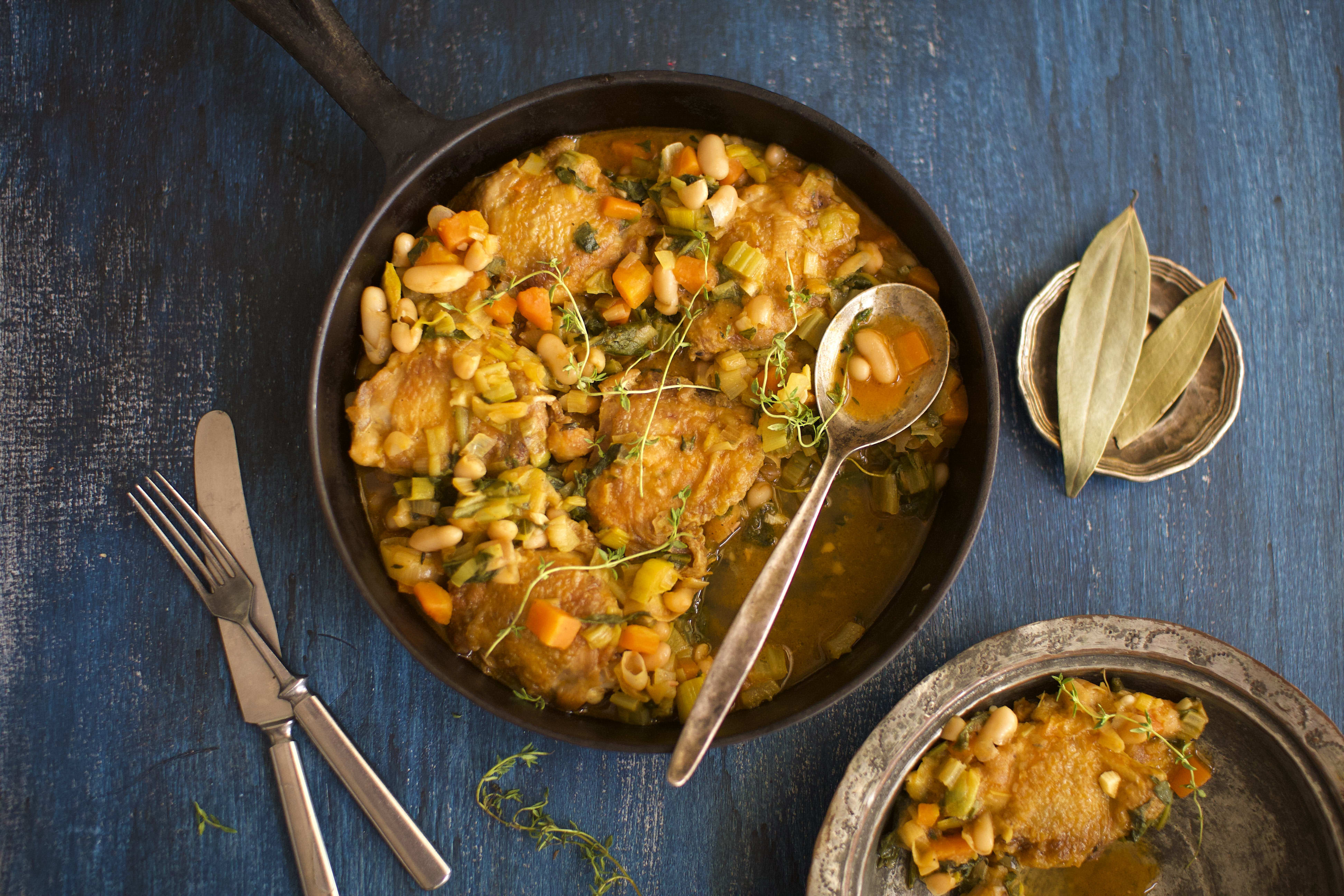 French Inspired Chicken Thigh Cassoulet with White Beans | Hello Chef!