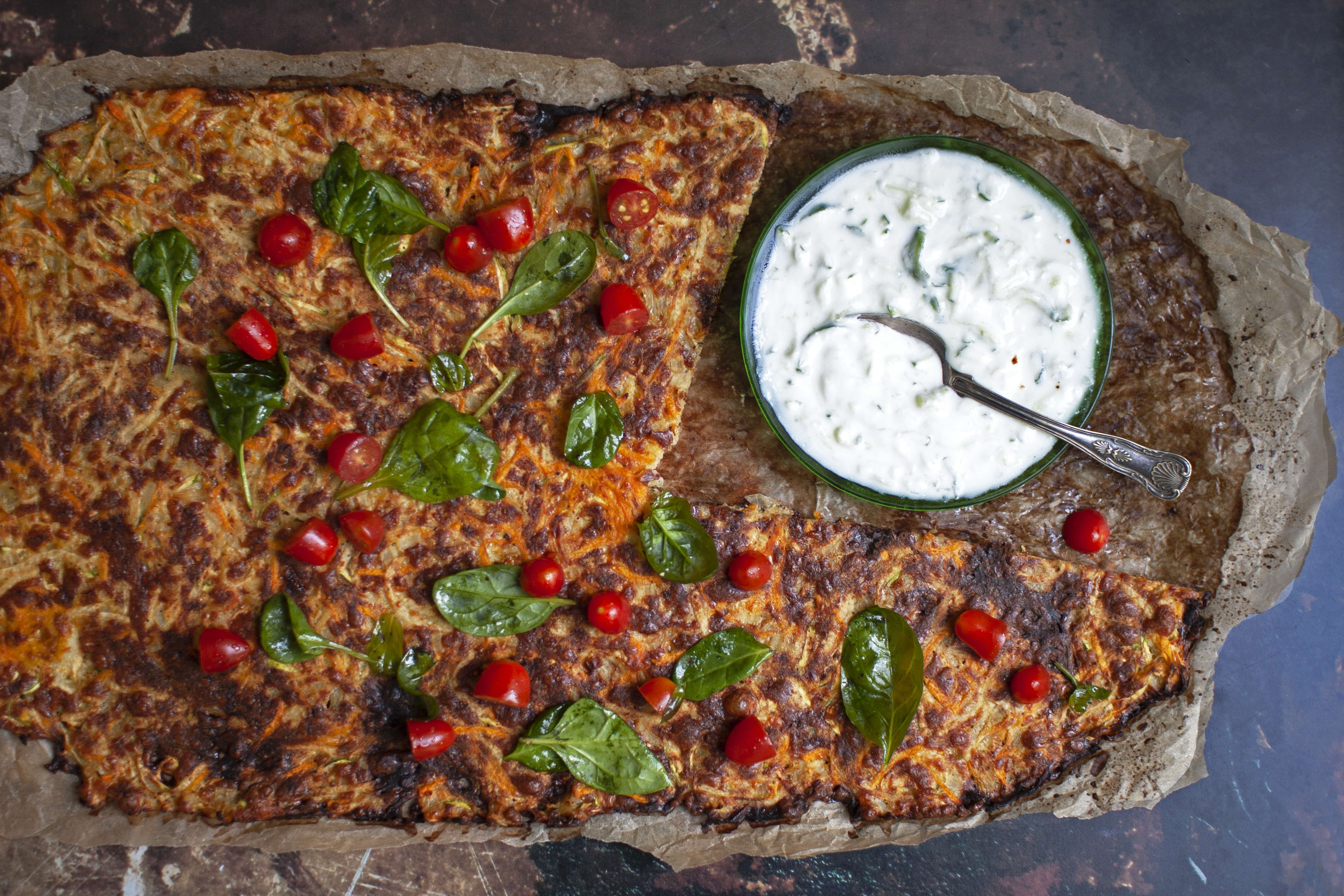 Halloumi Veggie Oven Rosti with Tzatziki | Hello Chef!