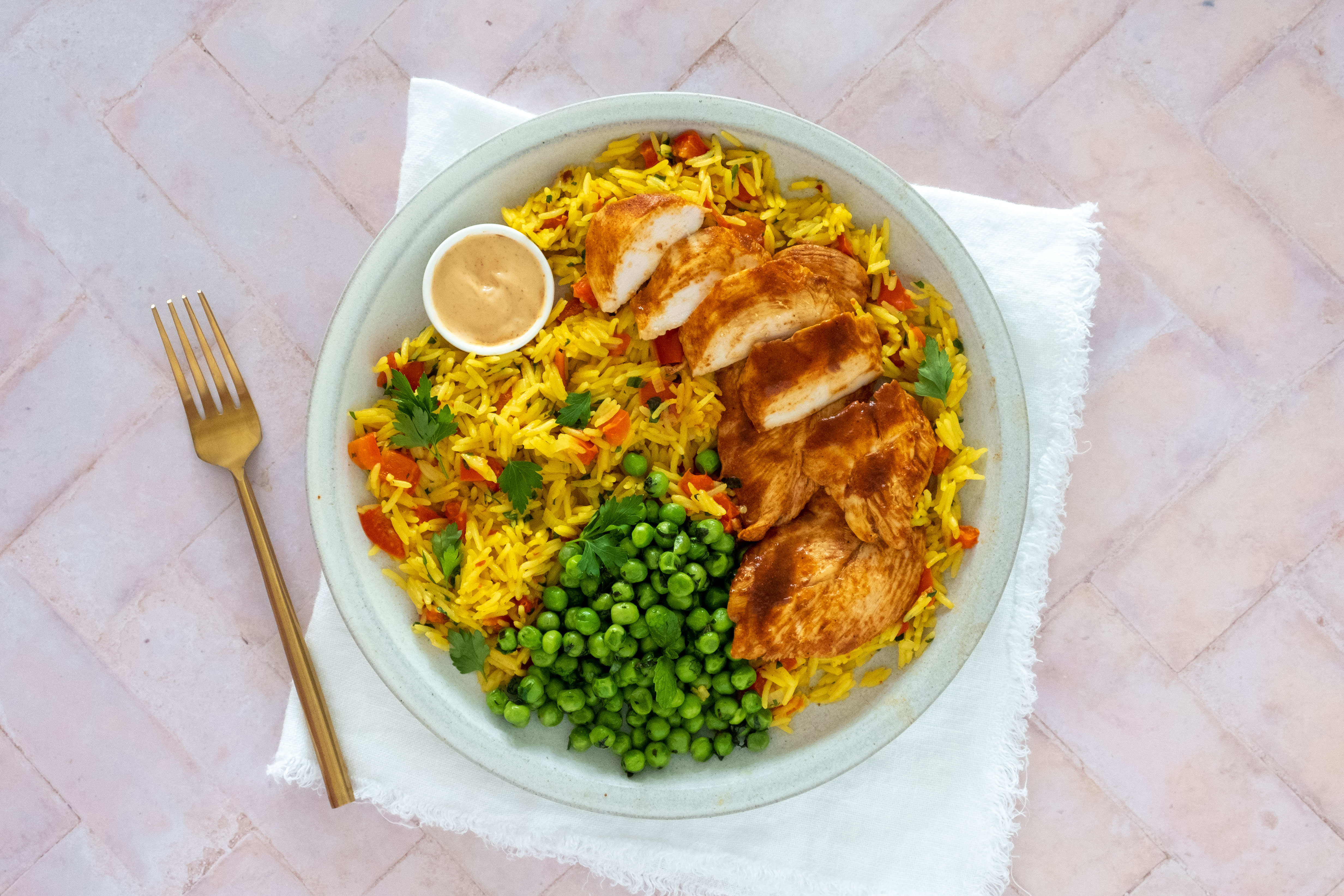 Peri-peri Chicken with Spicy Rice and Peas (child-friendly) | Hello Chef!
