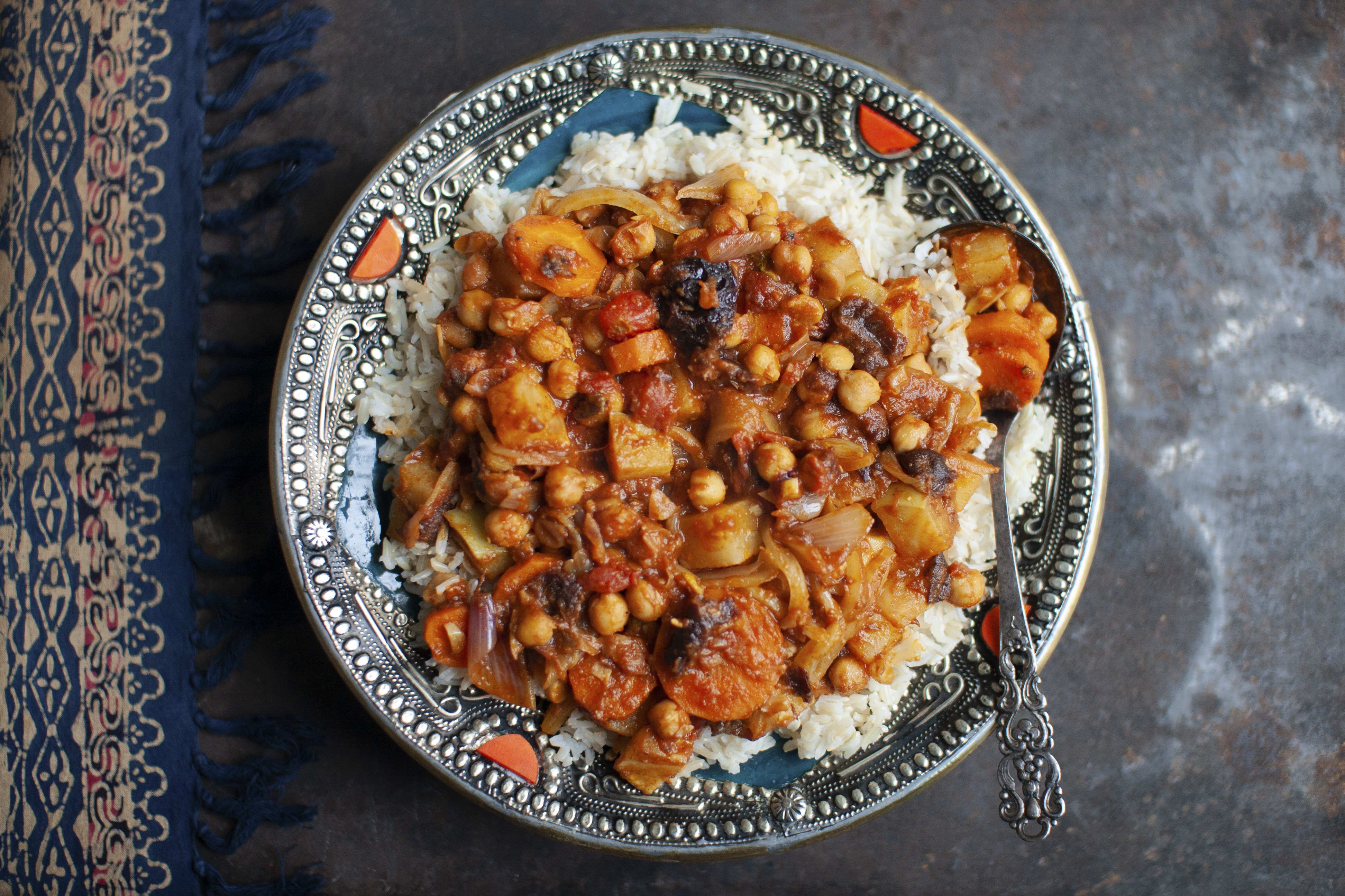 Chickpea and Prune Tagine with Basmati Rice | Hello Chef!