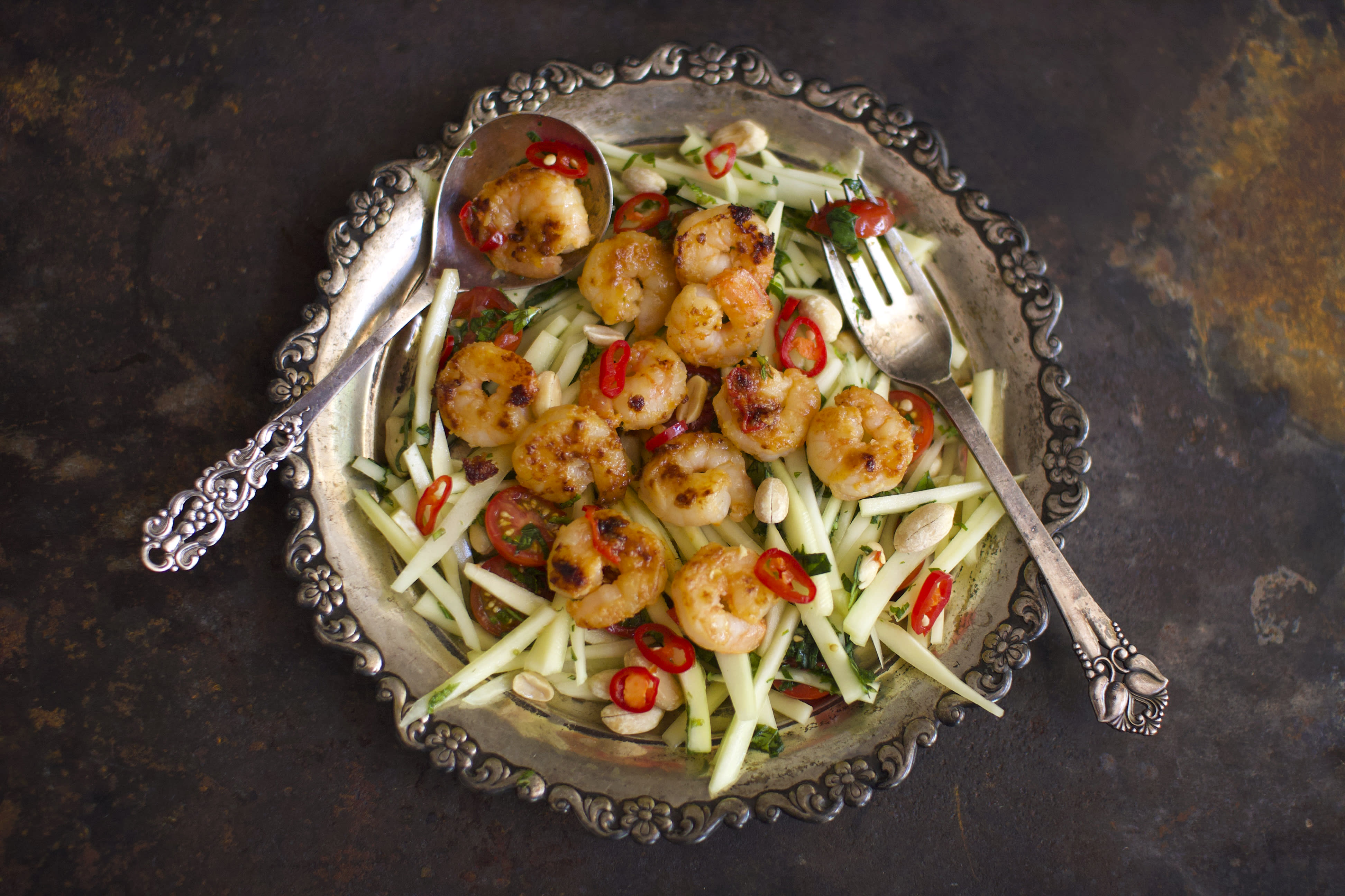 Chilli Prawns with Green Papaya Salad | Hello Chef!