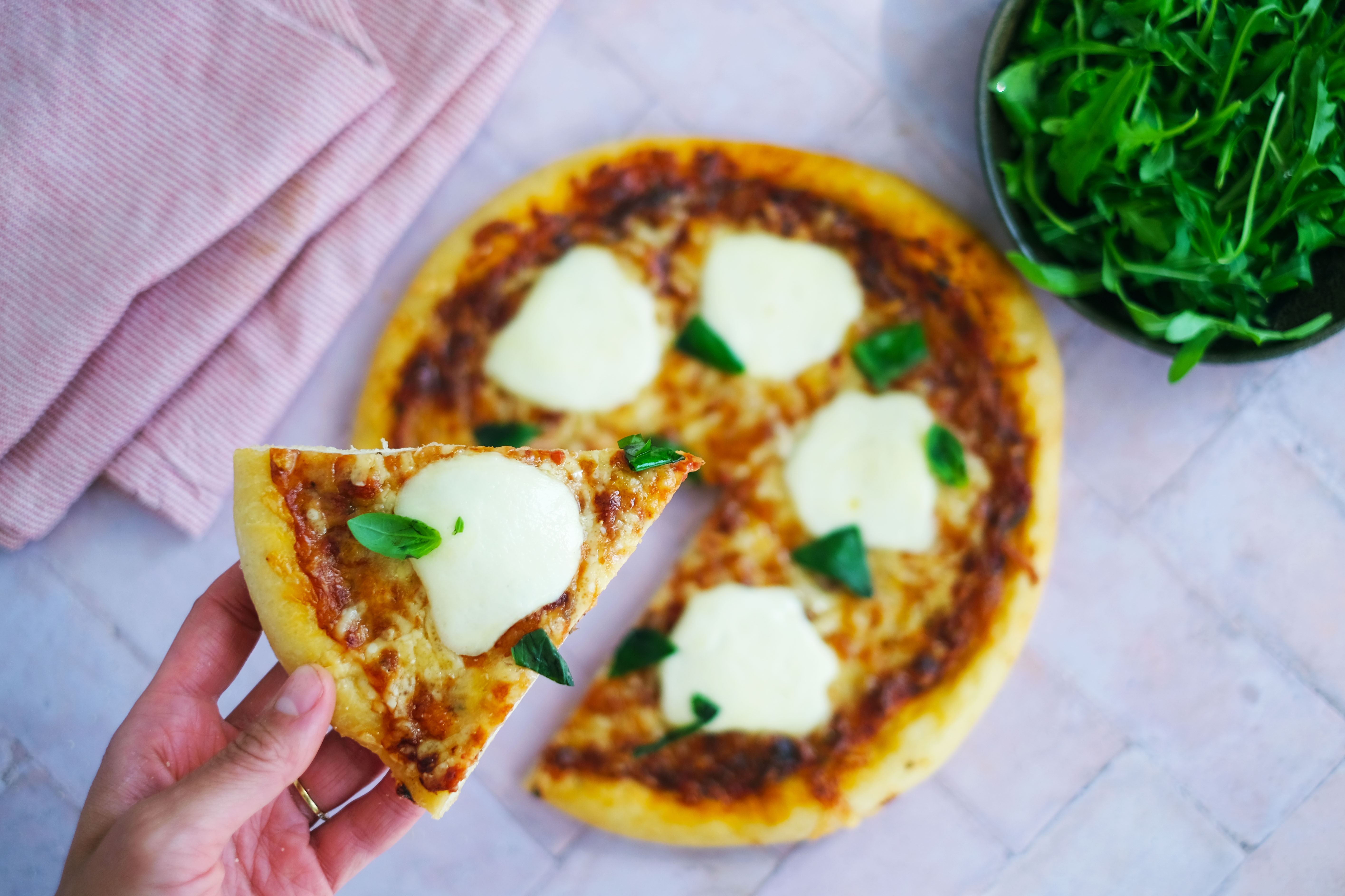 Quattro Formaggi Pizza with Rocket Salad | Hello Chef!