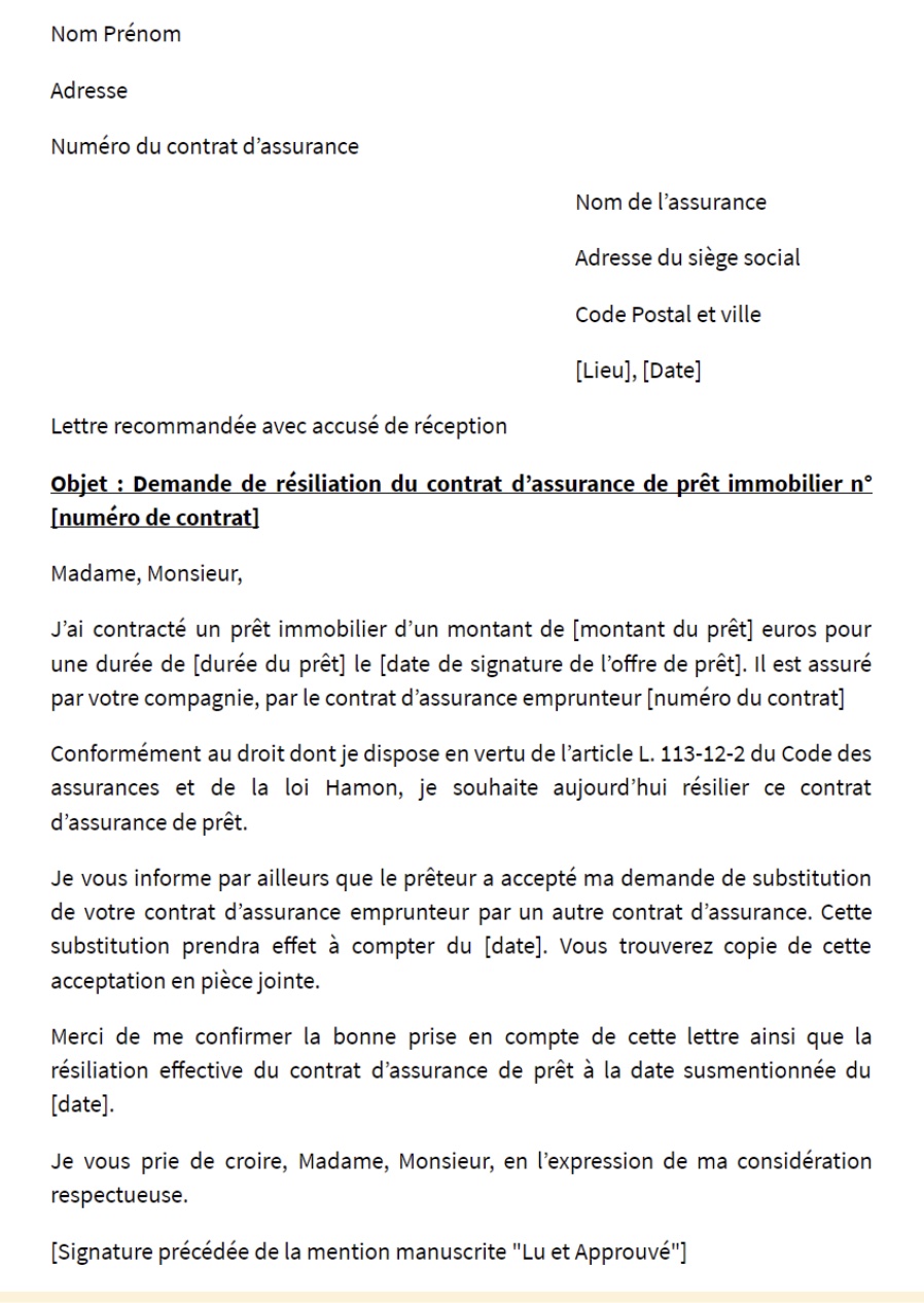 Comment écrire une lettre de résiliation d'assurance de prêt immobilier