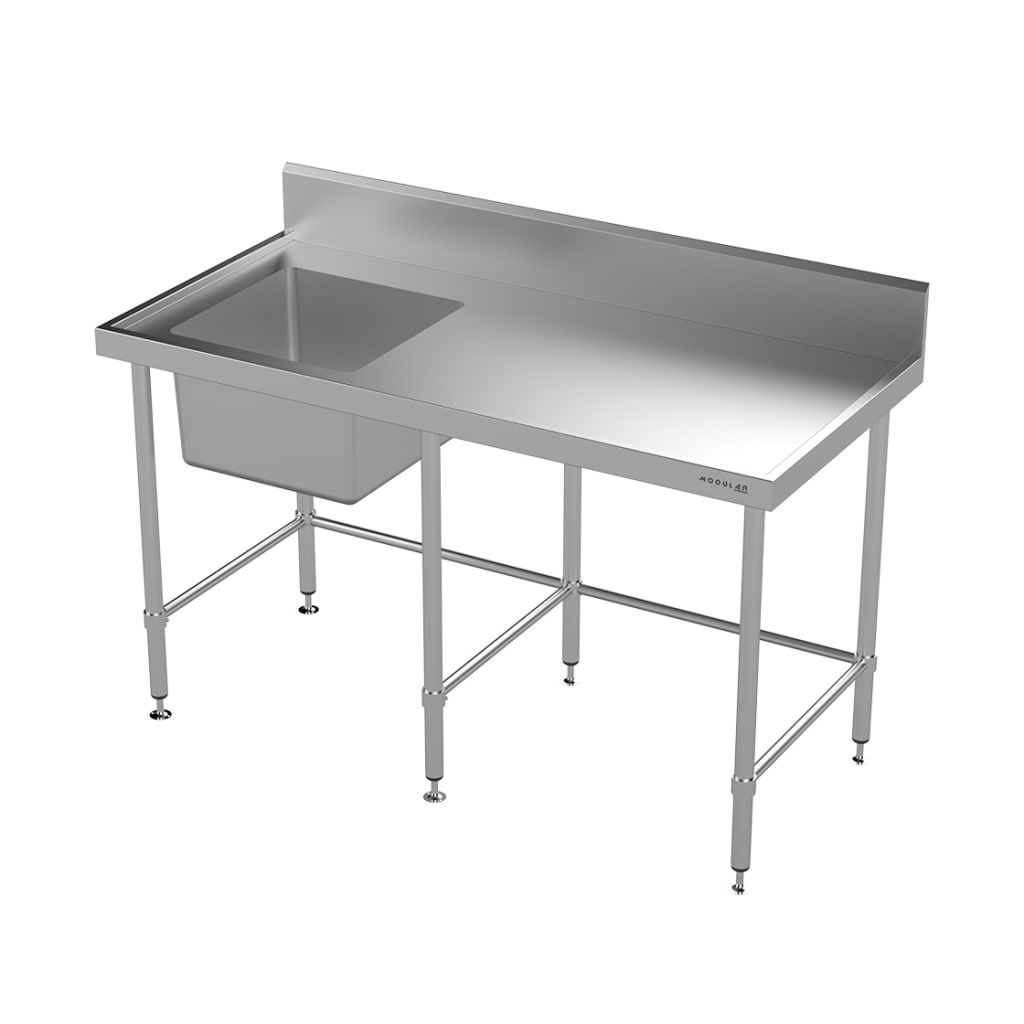 Modular Stainless 1500mm wide Single Left Hand Bowl Sink Bench with Leg ...