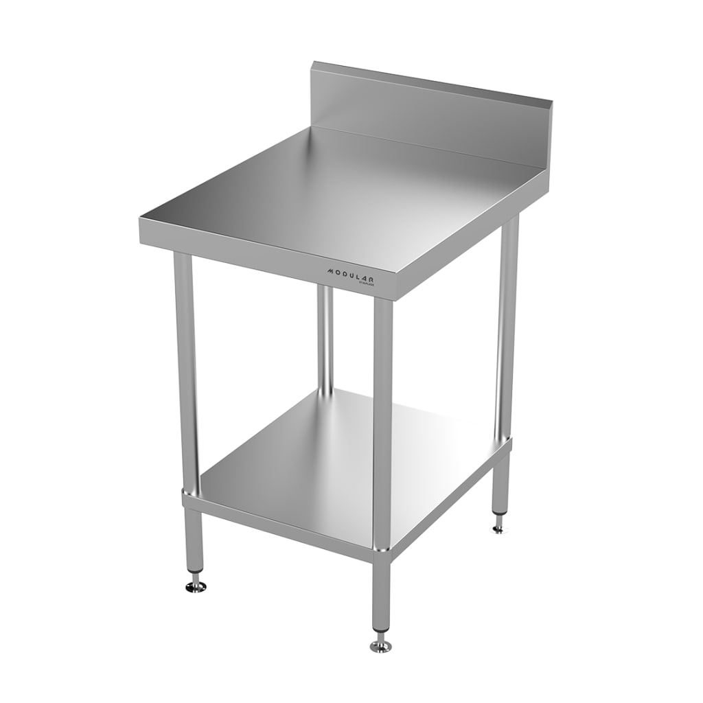 Modular Stainless 600mm wide Work Bench with Splashback MS.BWS.7.0600