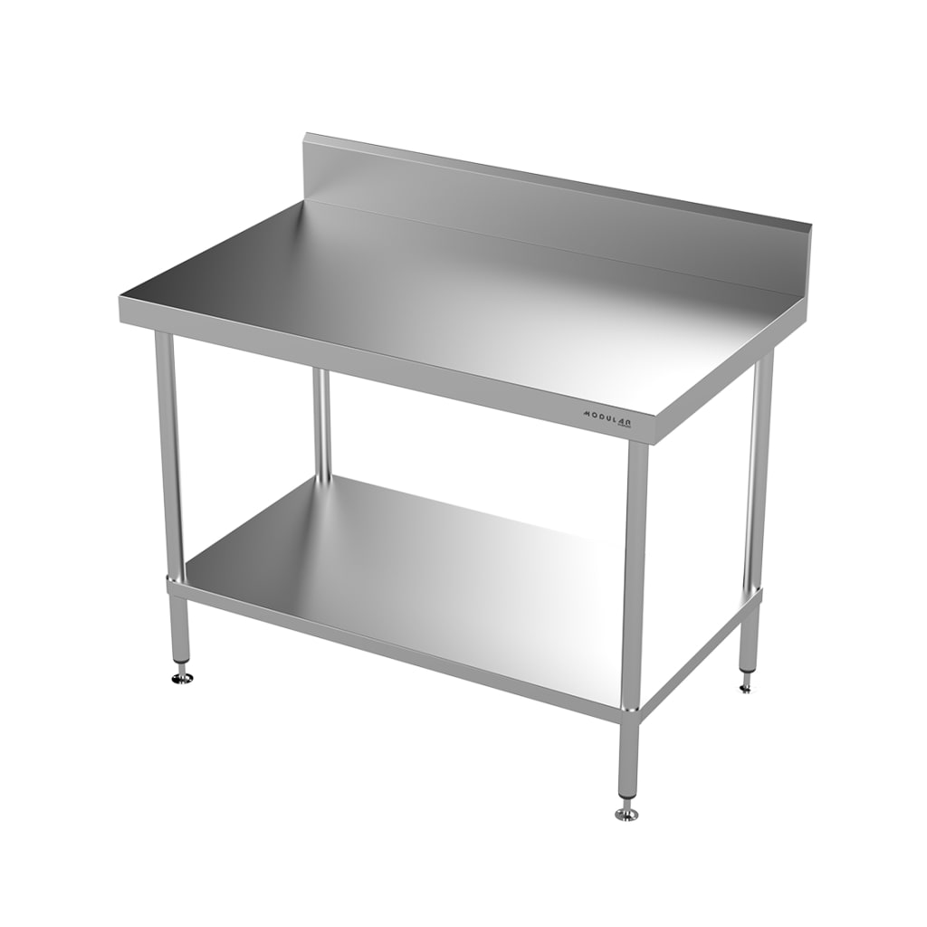 Modular Stainless 1200mm wide Work Bench with Splashback MS.BWS.7.1200