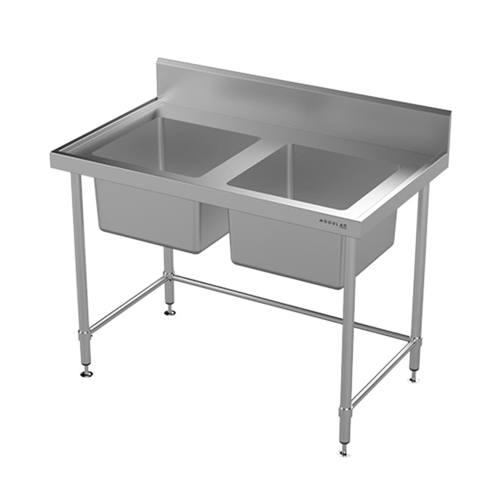 Modular Stainless 1200mm wide Double Bowl Sink Bench with Leg Brace MS ...