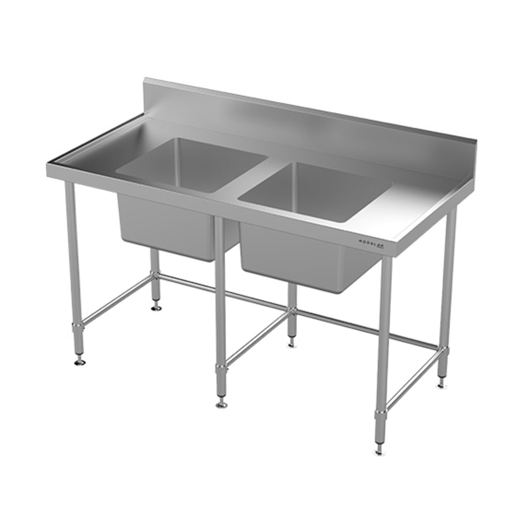 Modular Stainless 1500mm wide Double Bowl Sink Bench with Leg Brace MS ...