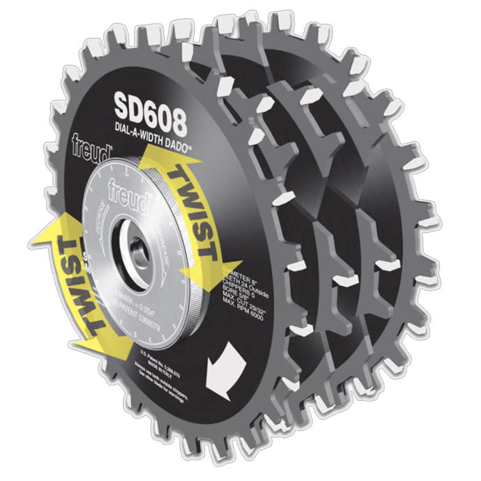 Freud 8" Dial-A-Width Stacked Dado Set, SD608 | Wurth Baer Machinery
