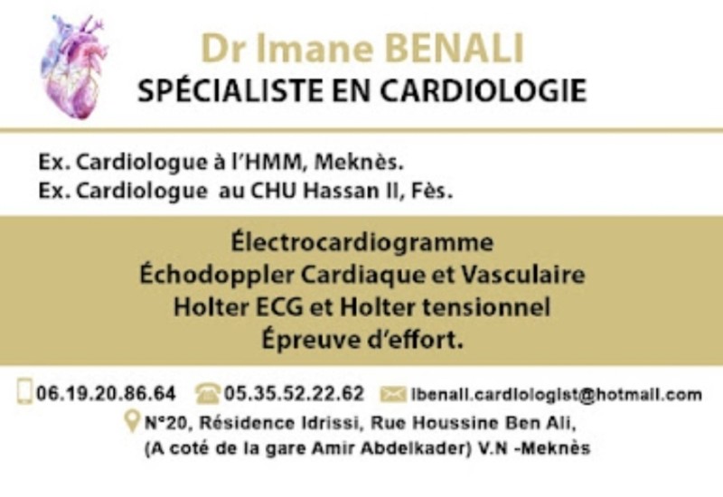 Dr Imane Benali, Cardiologue à Meknès | DabaDoc MA