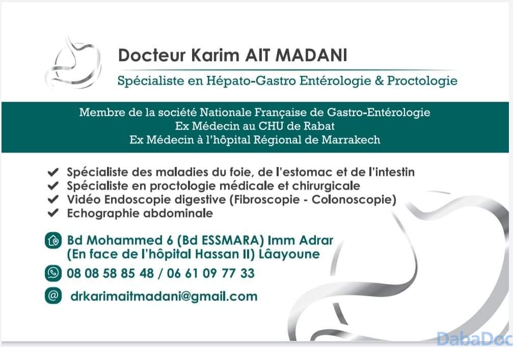 Dr Karim Ait Madani, Gastroenterologist in Laâyoune | DabaDoc MA