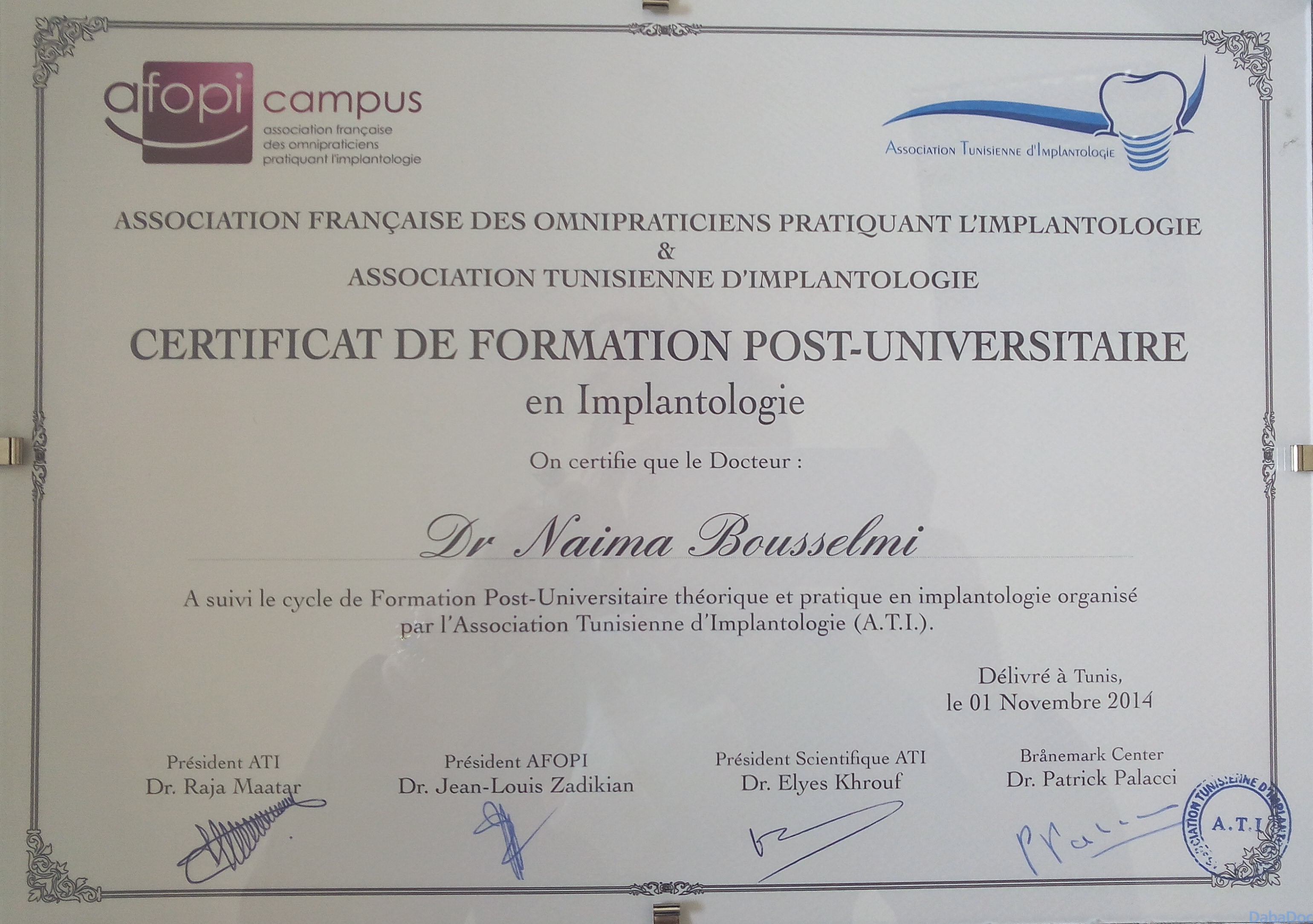 Dr Naima Bousselmi - Dentist, Endodontist, Gnathologist, Implantologist ...