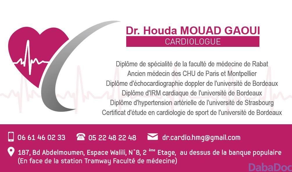 Dr Houda Mouad Ep Gaoui, Cardiologue à Casablanca | DabaDoc MA