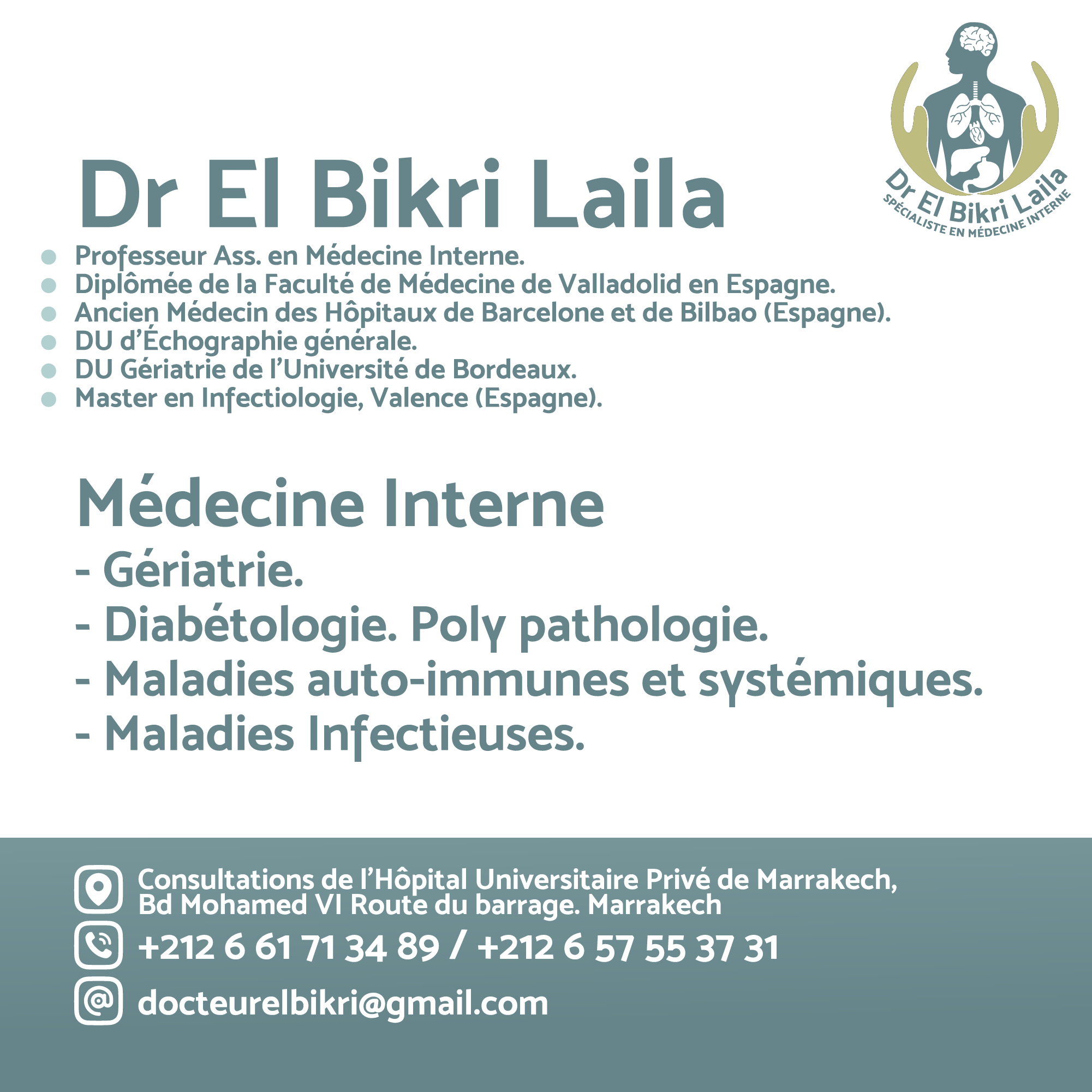 Dr Laila El Bikri, Médecin interniste à Marrakech | DabaDoc MA