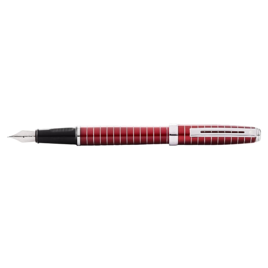 SHEAFFER Prelude Red Lacquer Engraved Lines Medium Fountain Pen