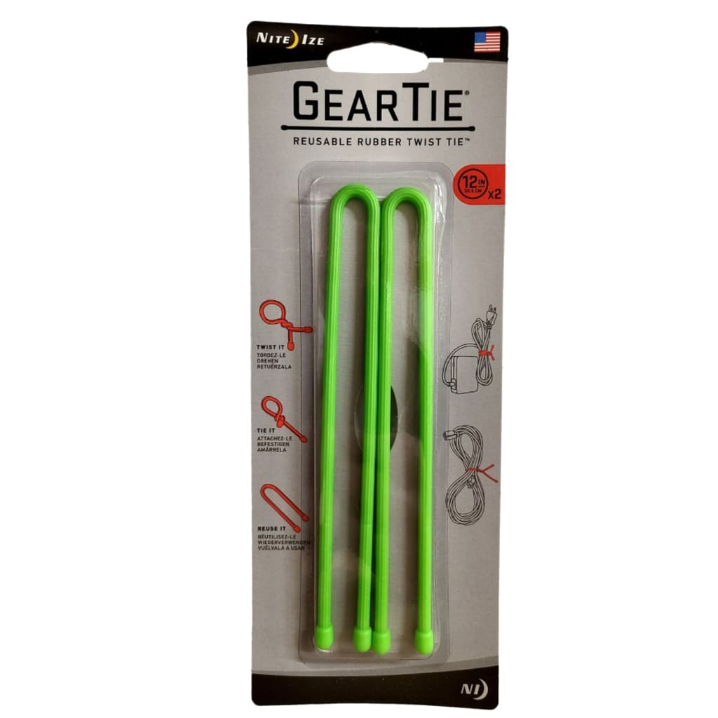 GearTie 12 inches Lime 2pk