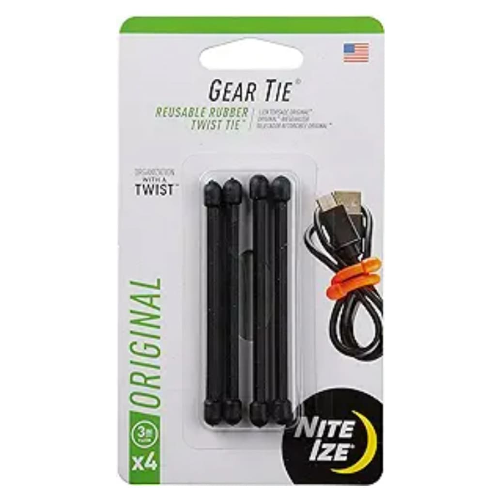 Gear Tie 3in Black 4pk