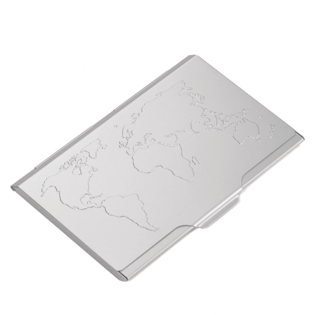 B/Card case world map 10 card silver