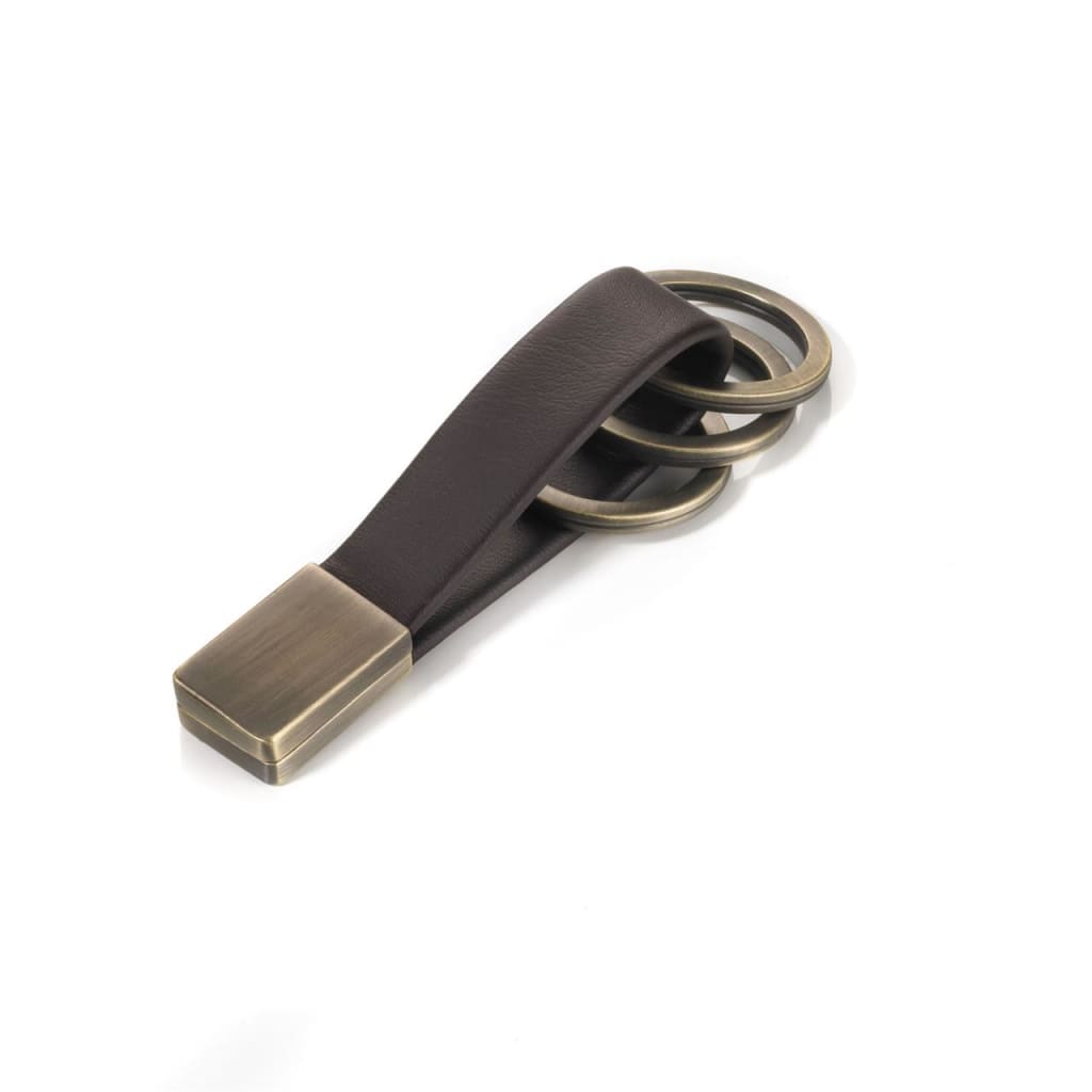 TROIKA Keyring Brass Twist-lock Leather Loop