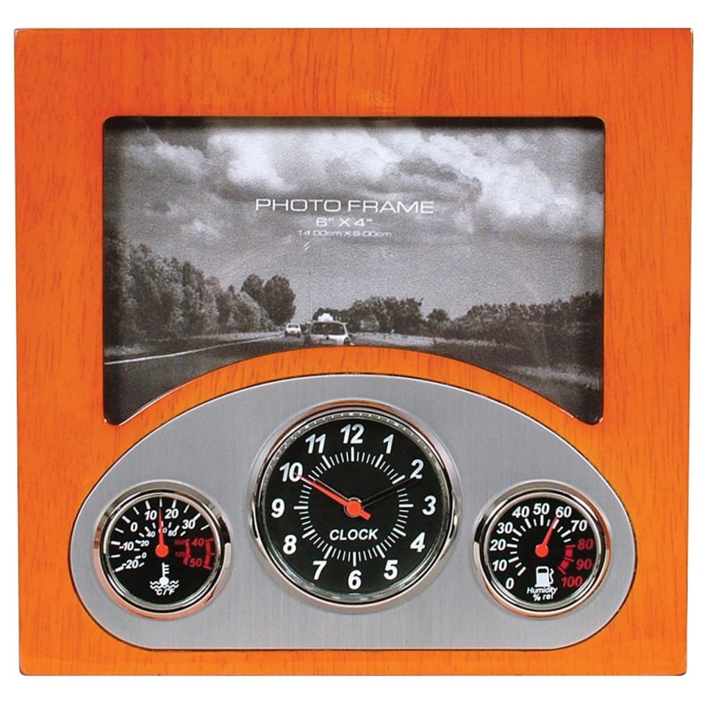 RETRO DASHBOARD CLOCK & FRAME CHERRYWOOD