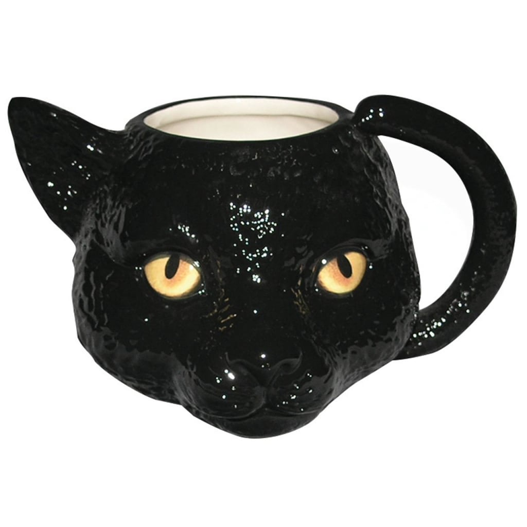 BLACK CAT HEAD MUG
