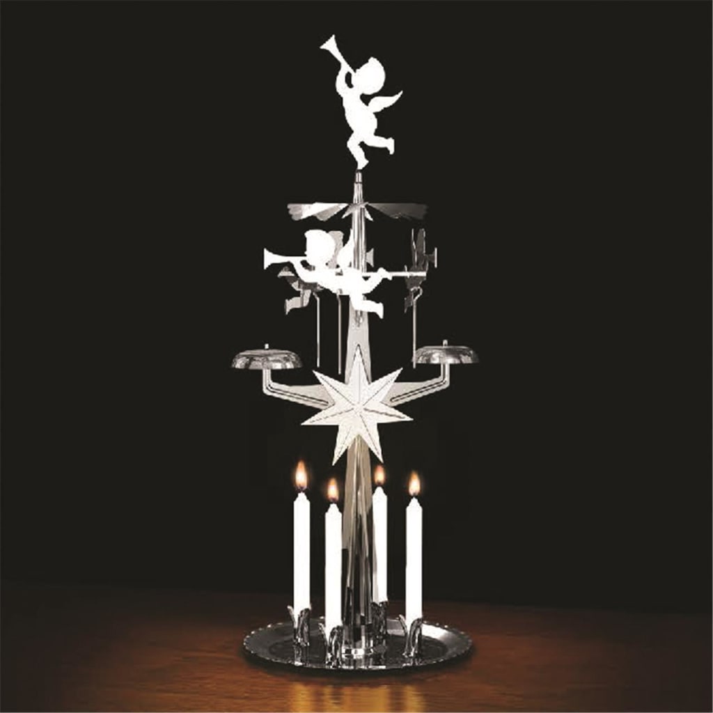 DAKOTA ANGEL CHIMES-SLVR PLATED WITH 4X CANDLES