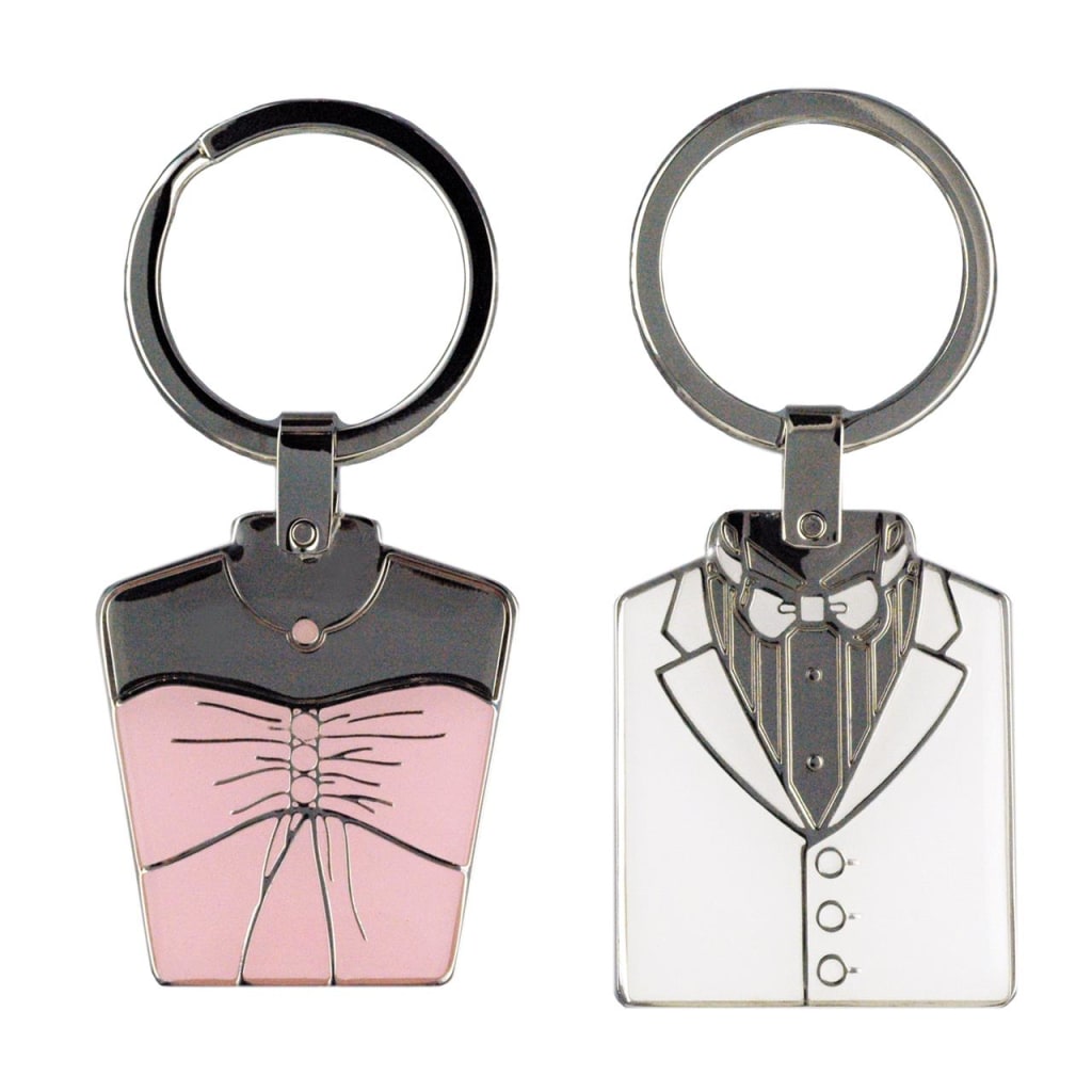 Pink/White Wedding Keyring
