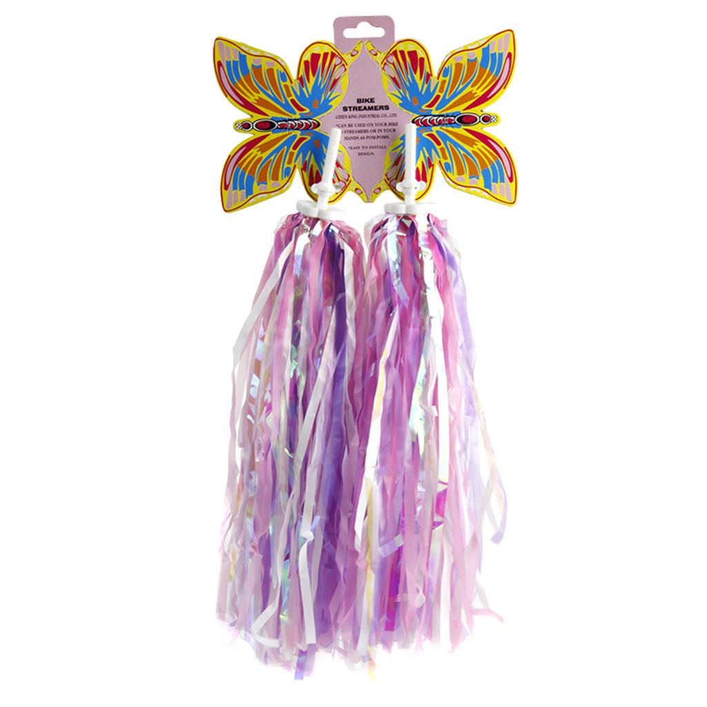 Kids Handlebar Streamers - Purple/Pink/White | Ivanhoe Cycles