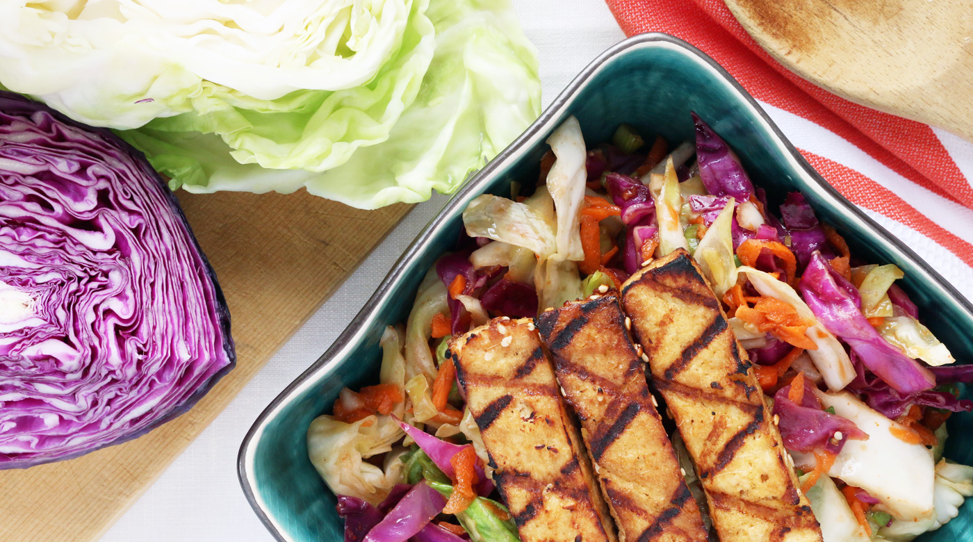 Grilled Sesame Ginger Tofu with Asian Chop Salad | Once A Month Meals