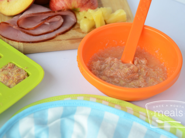 Ham, Pineapple, Peach and Apple Puree (8+ months) | Once A Month Meals