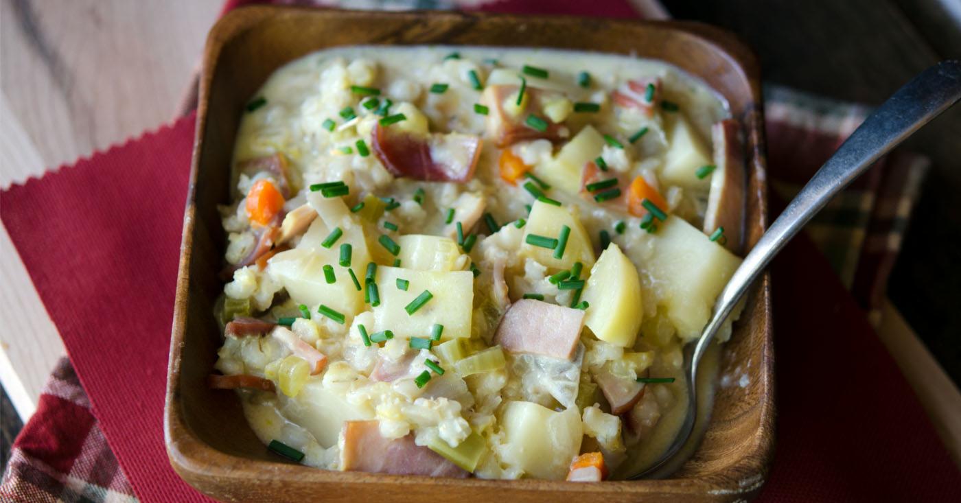 Instant Pot Canadian Bacon and Potato Chowder | Once A Month Meals