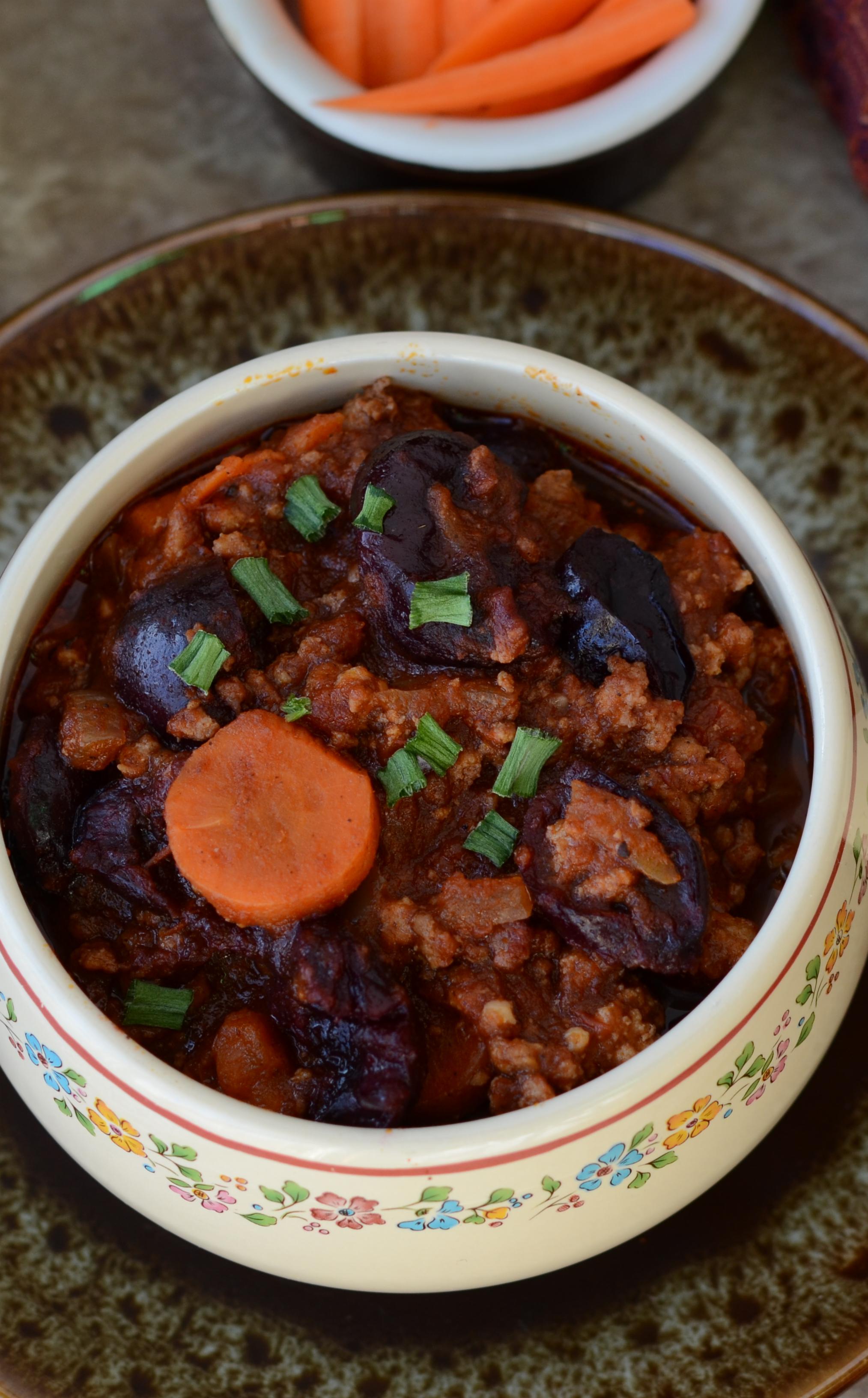 Slow Cooker Cherry Pork Chili - Dump and Go Dinner | Once A Month Meals